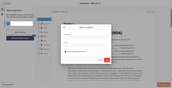 Send an eSignature Request